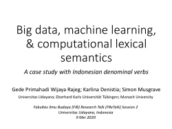 Big data, machine learning, & computational lexical semantics