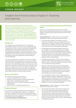 Insights from Practice About Impact in Teaching and Learning