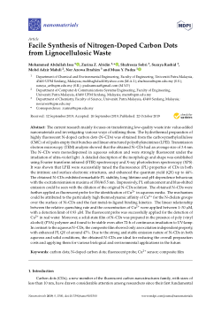 Facile Synthesis of Nitrogen-Doped Carbon Dots from Lignocellulosic Waste