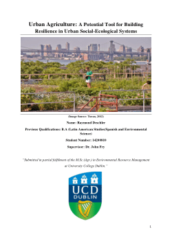 Urban Agriculture: A Potential Tool for Building Resilience in Urban ...