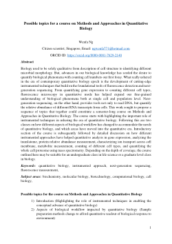 Possible topics for a course on Methods and Approaches in Quantitative ...