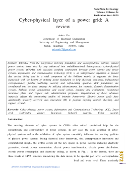 Cyber-Physical Layer of a Power Grid - A review
