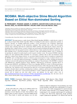 MOSMA: Multiobjective Slime Mould Algorithm Based on Elitist Non-dominated Sorting: MATLAB CODE