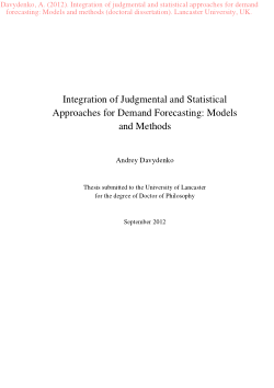 Integration of Judgmental and Statistical Approaches for Demand ...