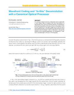 Wavefront Coding and “In-Situ” Deconvolution with a Canonical Optical ...