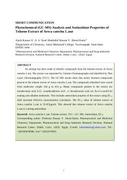 Phytochemical (GC-MS) Analysis and Antioxidant Properties of Toluene Extract of Areca catechu L.nut
