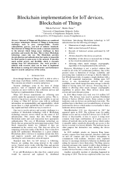 Blockchain implementation for IoT devices, Blockchain of Things