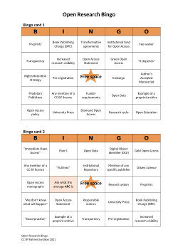 Open Research Bingo Cards