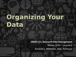 GRAD 521 Research Data Management Lectures