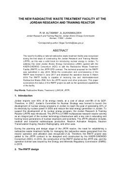 The New Radioactive Waste Treatment Facility at the Jordan Research and ...