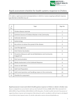 Rapid assessment checklist for health systems response to Cholera in ...