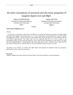 Ab initio calculation of structural and electronic properties Of tungsten doped rock-salt MgO