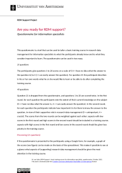 Are you ready for RDM support? Questionnaire RDM Support basic training ...