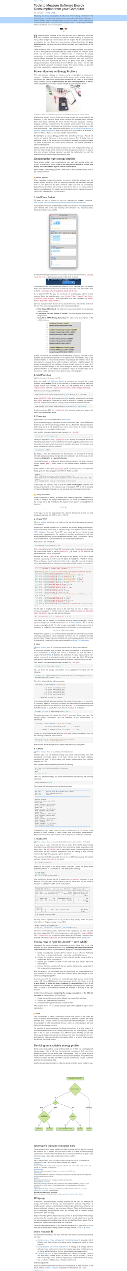 Tools to Measure Software Energy Consumption from your Computer