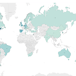 Map of authors by affiliation