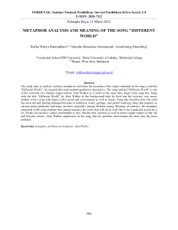 Item - METAPHOR ANALYSIS AND MEANING OF THE SONG "DIFFERENT WORLD ...