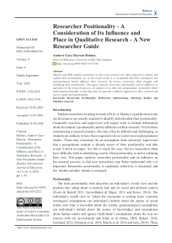 Researcher Positionality A consideration of its influence and place in ...
