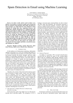 Spam Detection in Email using Machine Learning