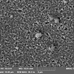 SEM image of Sb2Se3 film grown by thermal evaporation on SLG/ITO/CdS ...