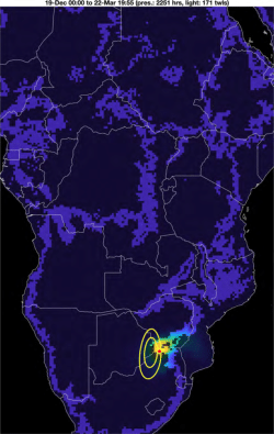 Likelihood maps of estimated position for all tracks
