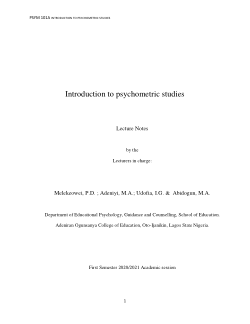 Introduction to psychometric studies