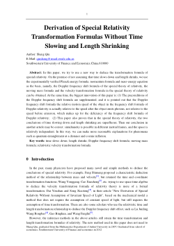 Derivation of Special Relativity Transformation Formulas Without Time ...