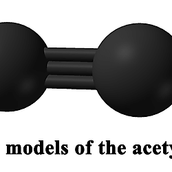 Ball-and-stick models of the acetylene molecule