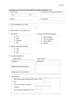 Environmental Surveillance Site Evaluation Questionnaire