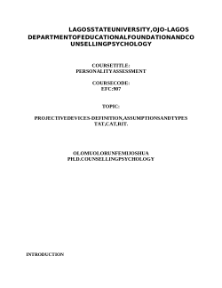 PROJECTIVE DEVICES- DEFINITION, ASSUMPTIONS AND TYPES: TAT, CAT, RIT.