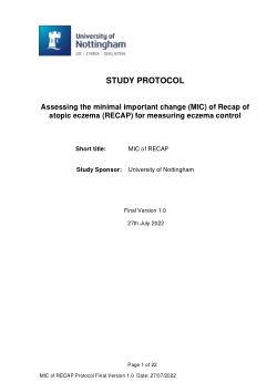 Assessing the minimal important change (MIC) of Recap of atopic eczema ...