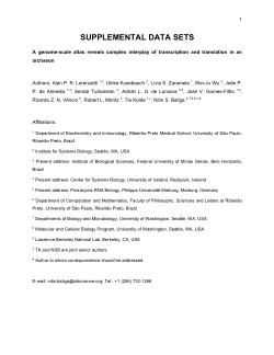 Supplemental Data Sets — A genome-scale atlas reveals complex interplay of transcription and ...