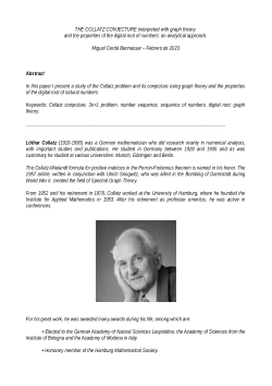 THE COLLATZ CONJECTURE interpreted with graph theory and the properties ...