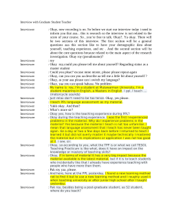 Interview Transcript of Graduate Pre-Service Student Teachers