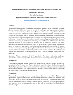 Challenges and opportunities of physics education in the covid-19 ...