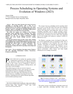 Process Scheduling in Operating Systems and Evolution of Windows (2023)