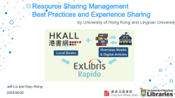Resource Sharing Management ?Best Practices and Experience Sharing