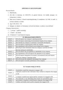 Appendix II. Questionnaire