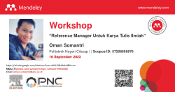 Workshop Reference Manager Untuk Karya Tulis Ilmiah