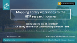 Mapping Library Workshops to the HDR Research Journey. Western ...