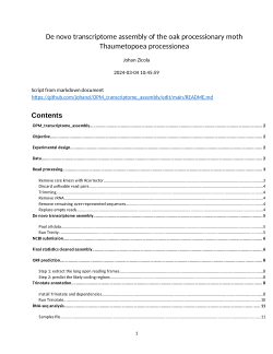 Bioinformatic script for the de novo transcriptome assembly analysis of ...