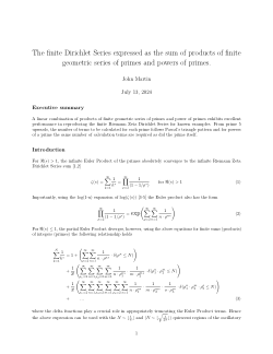 The finite Dirichlet Series expressed as the sum of products of finite geometric series of ...