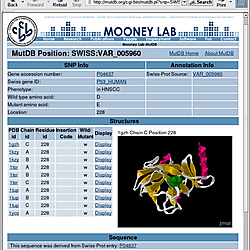 Web interface for structural visualization of mutation data