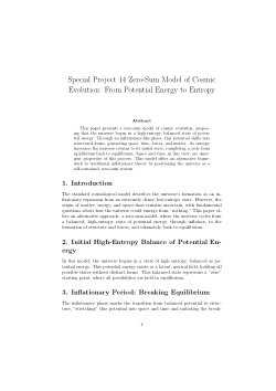 A Zero Sum Model of Cosmic Evolution