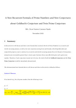 A New Recurrent Formula of Prime Numbers and New Conjectures about Goldbach's Conjecture and ...