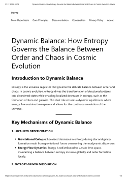 How Entropy Governs the Balance Between Order and Chaos in Cosmic Evolution - Halo Model og ...