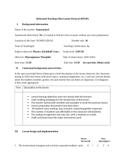 Classroom Observation Data Collected using Reformed Teaching ...