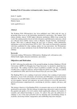 Item - Ranking Web of Universities (webometrics.info). January 2025 ...