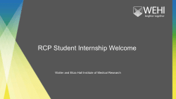 WEHI RCP Internship Program Welcome