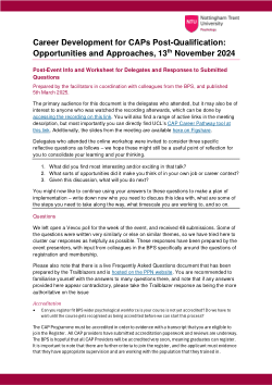 Career Development for CAPs Post-Qualification: Opportunities and ...