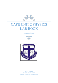 CAPE Unit 2 Physics Lab Book, Instructors Manual